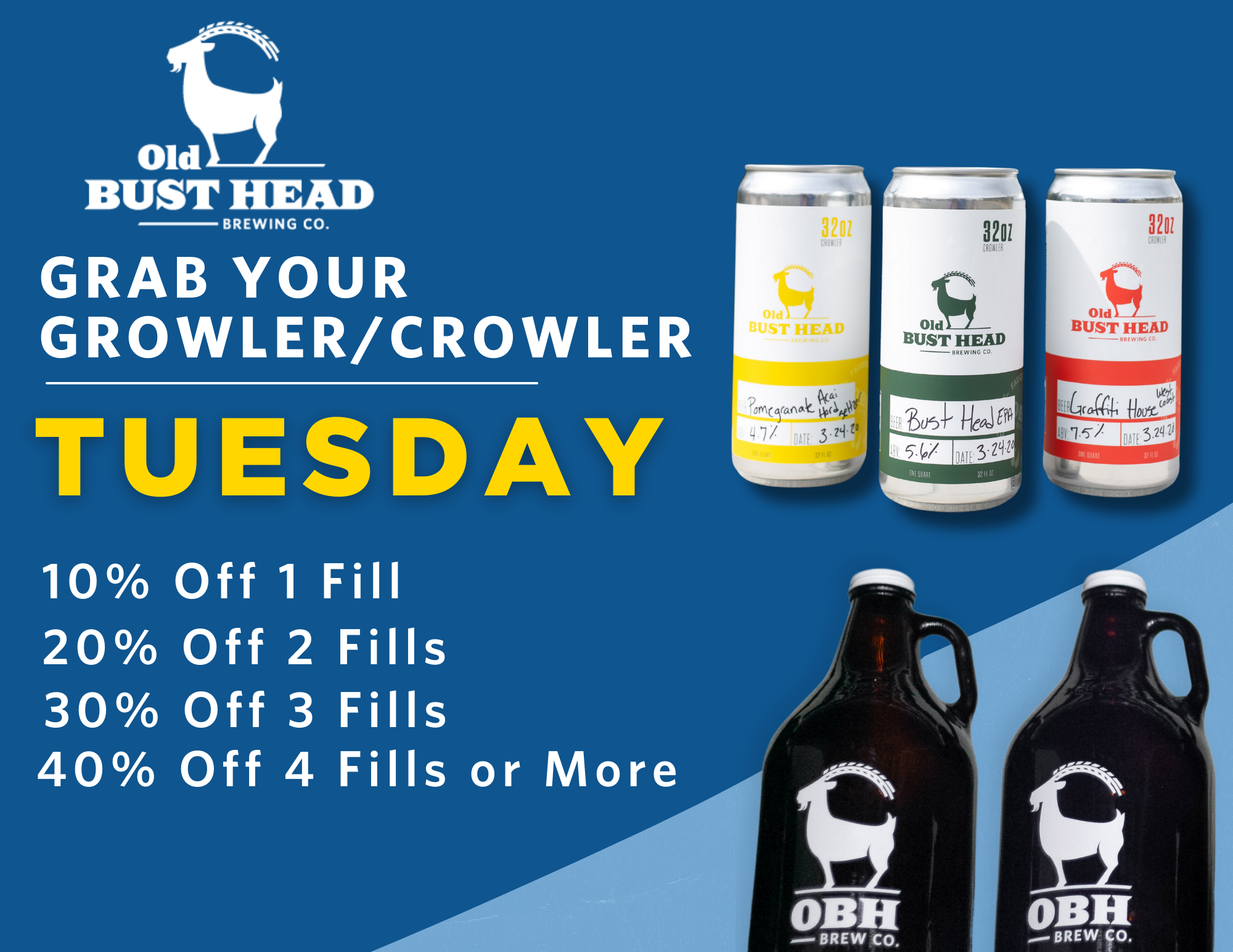 Grab Your Growler/Crowler Monday | Old Bust Head